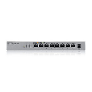 Zyxel 8-Port 2.5GbB MultiGig Ethernet Unmanaged Switch | 8 x 100/1G/2.5G Mbps Ports | Plug & Play | Metal Housing | Desktop or Wall-Mount | Ethernet Splitter MG-108