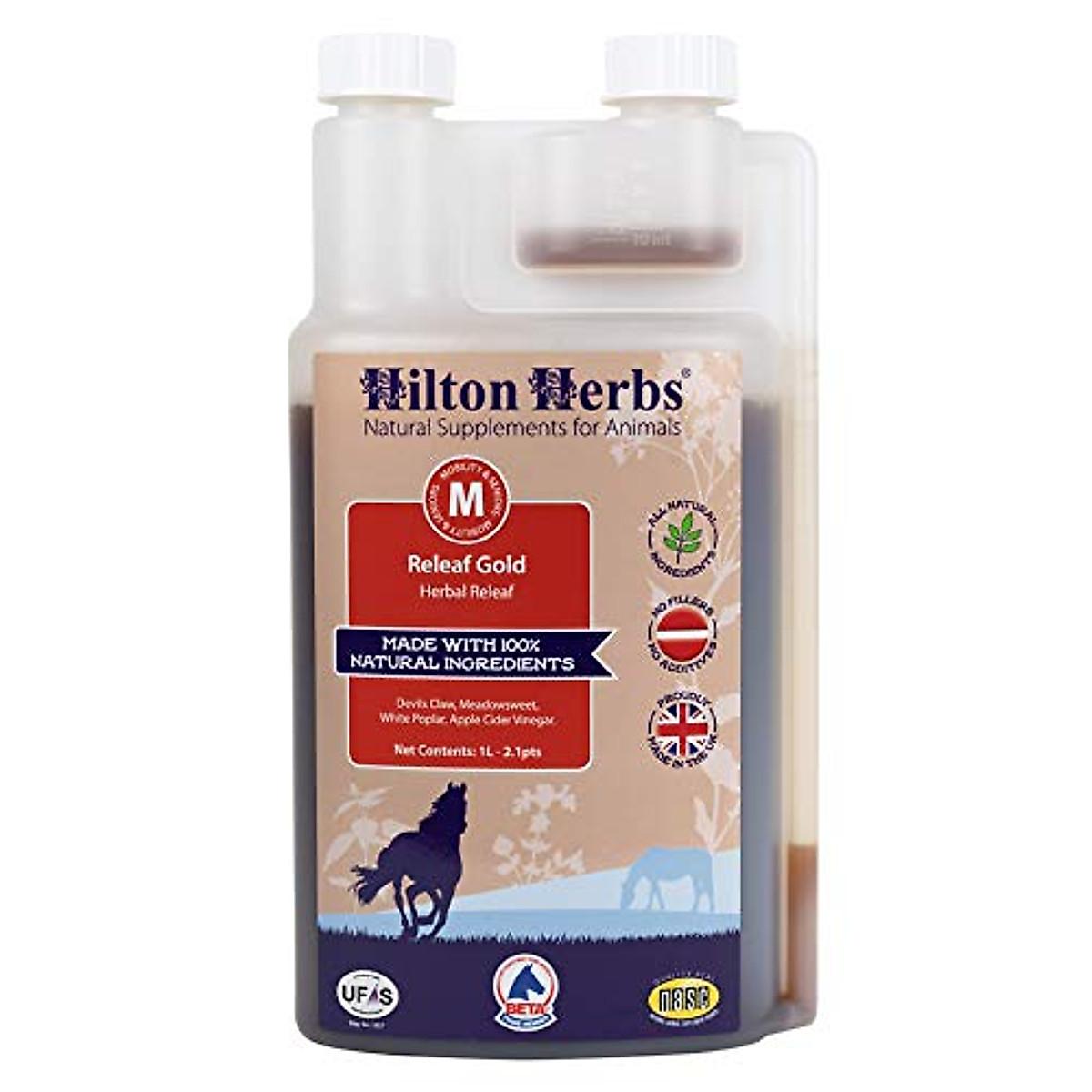 Hilton Herbs Releaf Gold Herbal Mobility Supplement for Horses, 2.1pt Bottle
