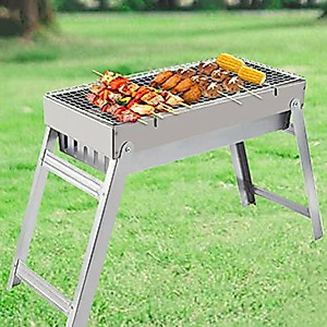 HANABASS 44cm Garden Barbecue Stove Folding Small Firewood Burner Tool Foldable Barbecue Grill Smoker Grill for Outdoor Cooking Camping Picnic Outdoor Garden Charcoal BBQ Grill Party
