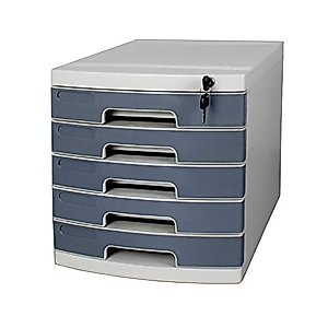 Storage Drawers Desk Storage Unit Organizer Lockable File Cabinet A4 Box for Office(Size:11.6 * 15.5 * 12.7 inch) (Color : Gray)