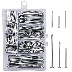 376pcs Premium Hardware Nails Assortment Kit, Maximum Length 2 Inches Galvanized Nails, Picture Hanging Nails, Wood Nails, Wall Nails with Storage Box | 6 Sizes
