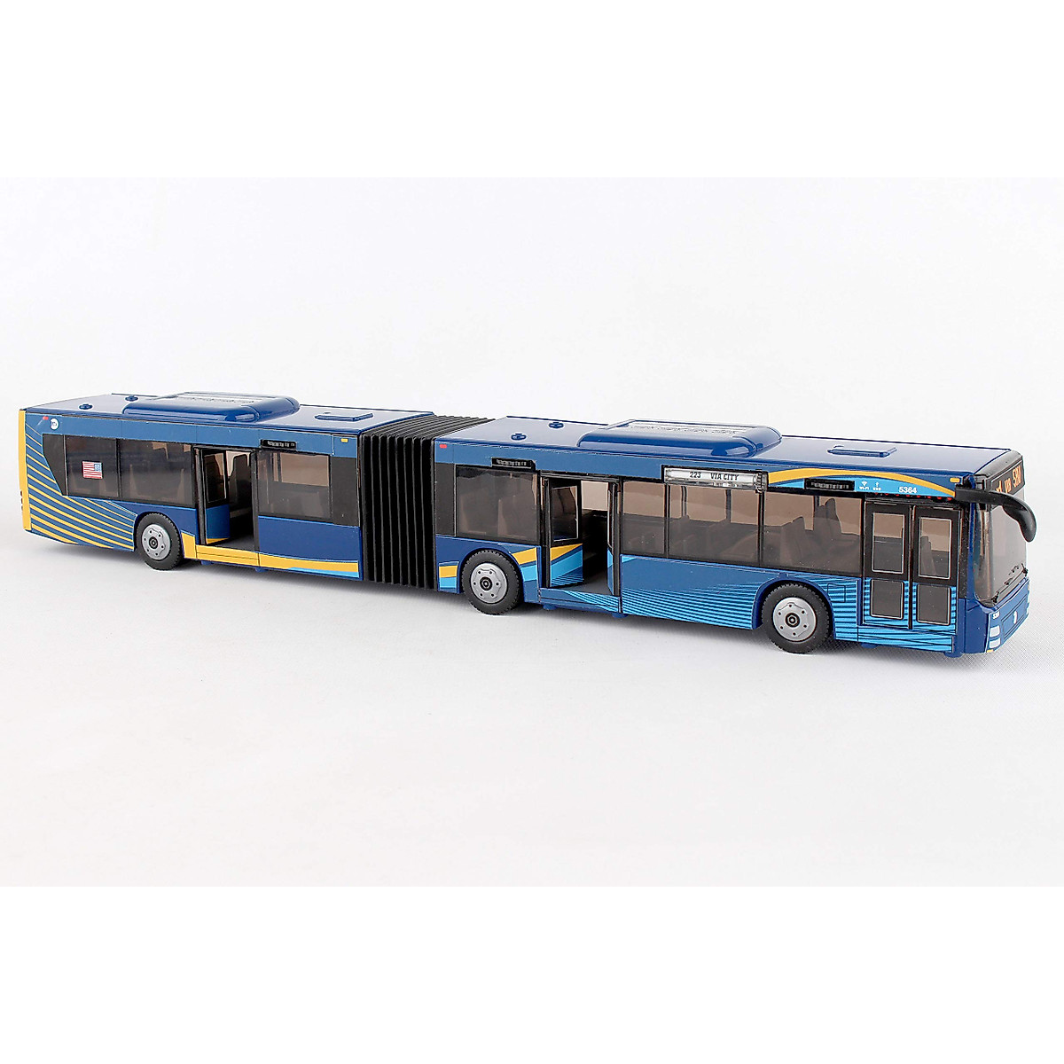 Daron MTA New York City Bus 16" Articulated Bus RT8571 Toy, Brown & RT8563 New York City MTA Metro Articulated Electric Bus 1:43 Scale- 16 Inches Long