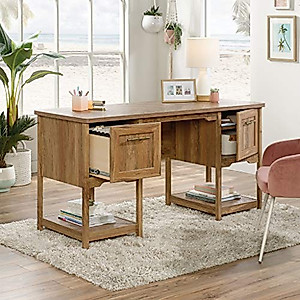 Sauder Coral Cape Desk, L: 58.62" x W: 23.47" x H: 30.0", Sindoori Mango Finish