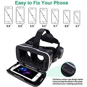 Pansonite Vr Headset with Remote Controller[New Version], 3D Glasses Virtual Reality Headset for VR Games & 3D Movies, Eye Care System for iPhone and Android Smartphones