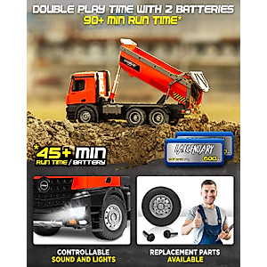 LAEGENDARY 1:14 Scale Large RC Excavator for Boys and Adults – Compatible with Excavators RC Construction Vehicles - 10 Channel Full Functional - Metal and Plastic Parts – 2 Batteries, 2 Chargers