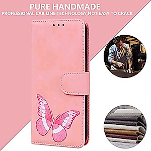 NATUMAX Phone Cover Wallet Folio Case for Oppo REALME 7 PRO, Premium PU Leather Slim Fit Cover for REALME 7 PRO, 2 Card Slots, Horizontal Viewing Stand, Nice case, Pink