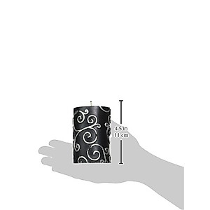 4 Inch Black Scroll Pillar Candle