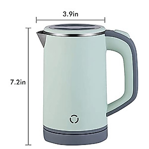 Mini Electric Kettle, 0.8L Portable Travel Tea Kettle Stainless Steel Double Layer Hot Water Cordless BPA-Free, 600 W Boil-Dry Protection Boiler and Heater Brand: NARBOR, green