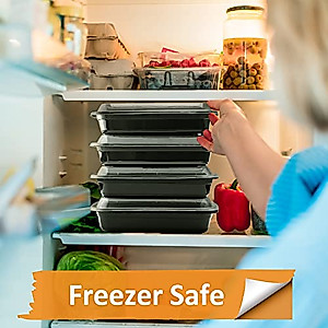 Eupako 55 Sets 28 oz Meal Prep Container Reusable - Plastic-Food-Storage-Containers-with-Lids, Disposable To Go Containers, Portion Control - Microwave, Dishwasher, Freezer Safe (1 Compartment)