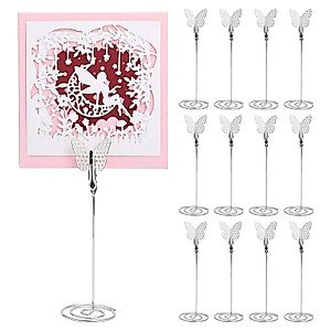 CHGCRAFT 12PCS Butterfly Table Number Holders Place Card Holder Photo Holders for Tables Cards Stand Name Menu Clips Table Sign Holders for Wedding Anniversary Birthday, Rosegold