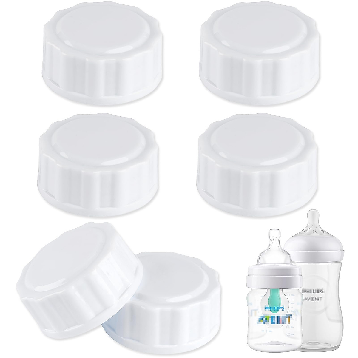 (6-PCs) Travel Bottle Caps Compatible with Avent Bottles, Bottle Lids Replacement