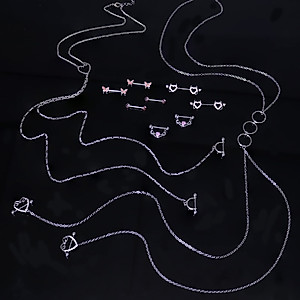 JOERICA 14G Stainless Steel Nipple Rings for Women CZ Butterfly Heart Nipple Rings with Choker Necklace Nipple Barbell Body Piercing Jewelry