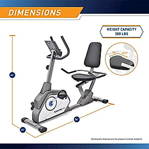 Marcy Magnetic Recumbent Exercise Bike with 8 Resistance Levels NS-40502R,Grey