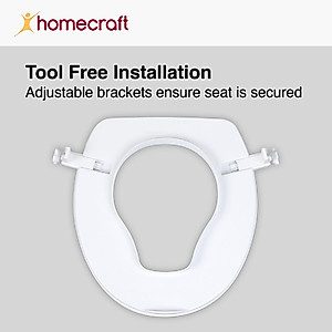 Homecraft Savanah Raised Toilet Seat, 4" High Elevated Toilet Seat Locks Onto Standard Toilets, Portable Assistance Commode Seat with Sturdy Brackets, Medical Aid for Elderly, Disabled, Limited Mobility