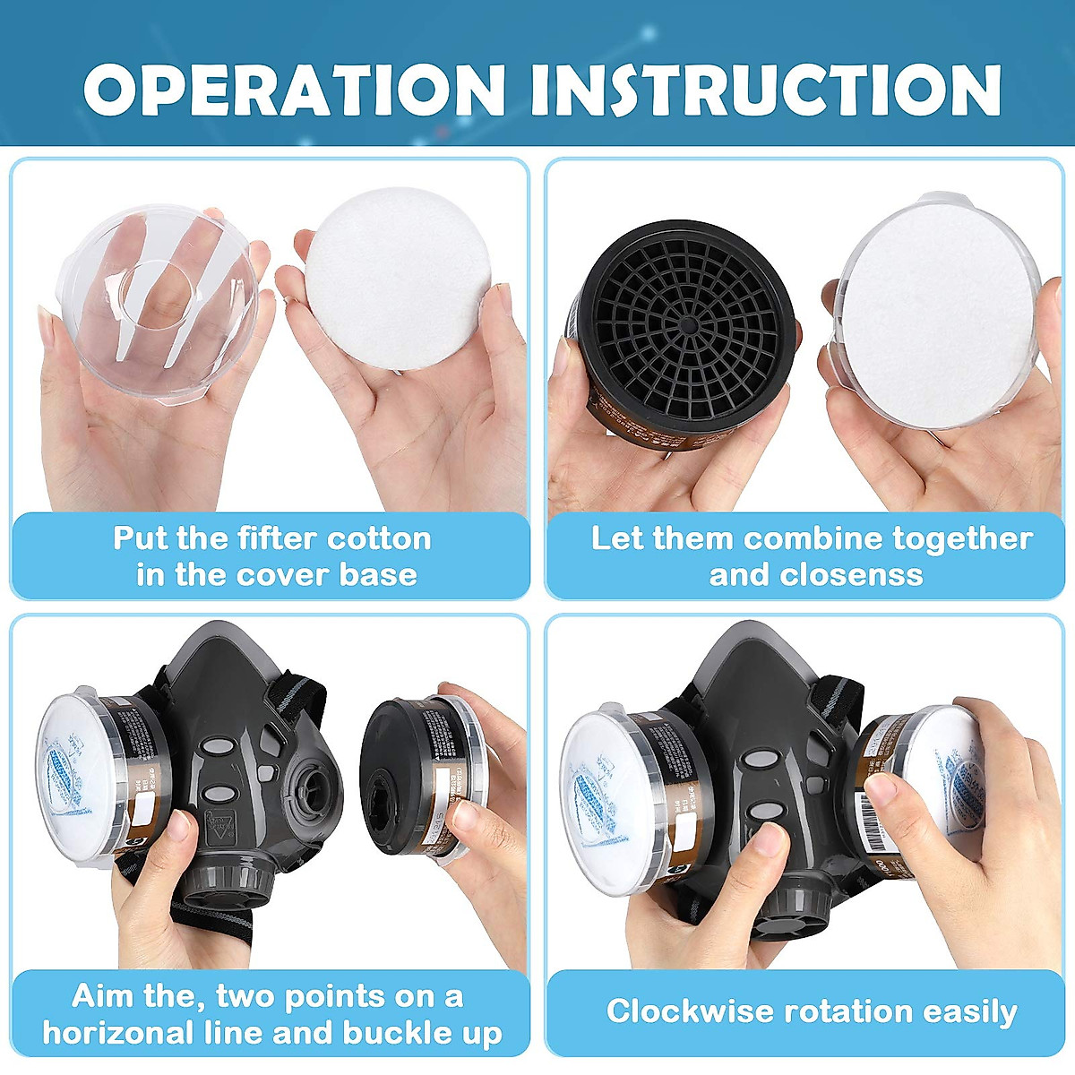 19 in 1 Reusable Face Cover Set with Glasses for Gas, Painting, Dust, Machine Polishing, Organic Vapors with Filter Cotton, Staining,Car Spraying,Sanding &Cutting, DIY and Other Work Protection