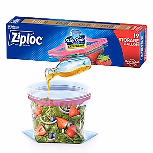 Ziploc Gallon Food Storage Bags, Grip 'n Seal Technology for Easier Grip, Open, and Close, 19 Count