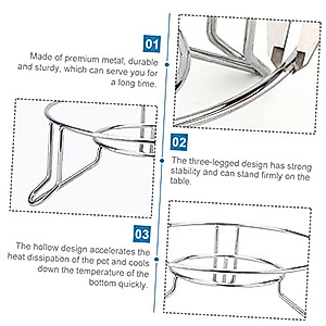 Uonlytech Pot Rack Metal Teapot Metal Shelf Brackets Round Chafing Dish Heat Insulated Pot Rack Steam Pot Rack Steam Pot Stand Round Pot Rack Pot Steamer Holder Steam Rack Silver Pan Air