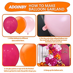 Pink and Orange Balloon Arch Kit, ADOINBY 161Pcs Hot Pink Orange Metallic Gold Latex Balloon Garland kit, 18 12 10 5 Inch Different Size Balloons for Birthday Baby Shower Wedding Party Decorations