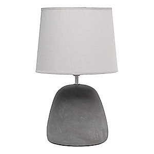Simple Designs LT2058-GRY Round Concrete Table Lamp, Gray 10.25"L x 10.25"W x 16.5"H