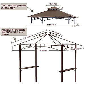 ISAGAPOY Replacement Canopy Top Cover for Garden Canopy Cover Roof with Air Vent for Gazebo (L-GZ798PST-E) Brown