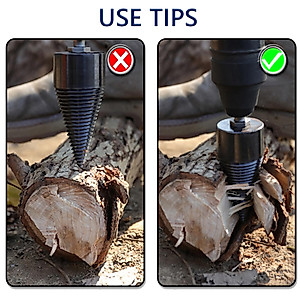 Jarmunny Removable Firewood Drill Bit Wood Splitter, Wood Splitter Drill Bits, Log Splitter Drill Bit, Heavy Duty Drill Screw Cone Driver for Hand Drill Stick-hex + Square + Round (42MM)