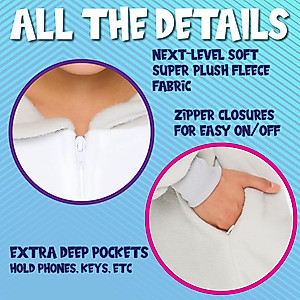 Funziez! Slim Fit Adult Onesie - Animal Halloween Costume - Plush Fruit One Piece Cosplay Suit for Women and Men