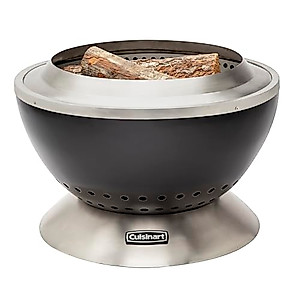Cuisinart 24” Cleanburn Smokeless Fire Pit with Removable Base for Ash, Portable Outdoor Wood Burning Fireplace, Smoke Free Stainless Steel Outdoor Heater, Enhanced Airflow and Easy Cleanup