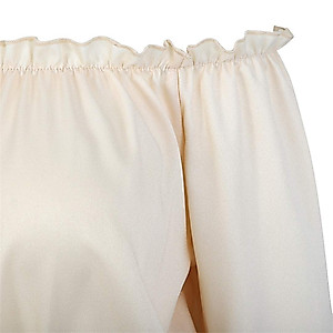 Womens Victorian Long Sleeve Boho Blouse Top Plus Size Renaissance Shirt Gothic Ruffle Pirate Skirt Cosplay Costumes Beige-M