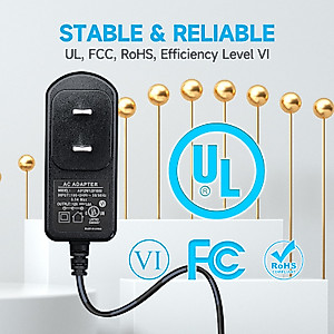 UL Listed 12V 1A 10ft Power Supply Adapter with 3 Tips, 12V 1000mA 12W AC Adapter Charger Replacement for LED Strip Light Keyboard BT Speaker Router CCTV Camera Webcam DVR NVR and More
