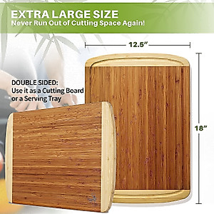 Extra Large Bamboo Cutting Board - XL Wood Cutting Board - 18 x 12.5" and Medium-Large Wood Cutting Board : 14.5 x 11.5 Inches