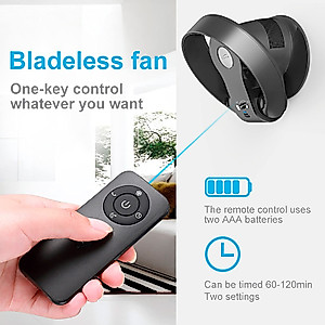 YYDS Wall Mounted Fan,Industrial Electrical Fan,12inch Bladeless Desk Fan,Metal 3 Speed OfficeBedrooms Floor Fan,with Remote ControlTimer, Quiet Cooling Air(SilverBlack), White