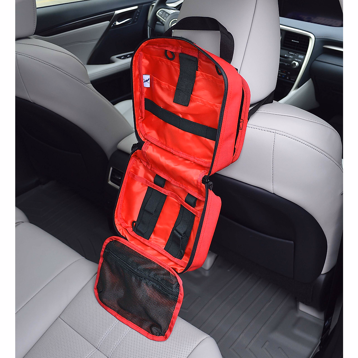 Lightning X Rip-Away Officer's Patrol Tactical Gunshot & Trauma IFAK Kit w/Headrest Mount - RED