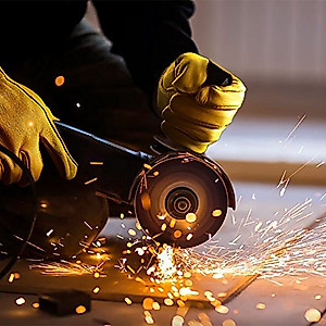 KIM YUAN Leather Work Gloves Perfect for Gardening/Cutting/Construction/Motorcycle, Men & Women M