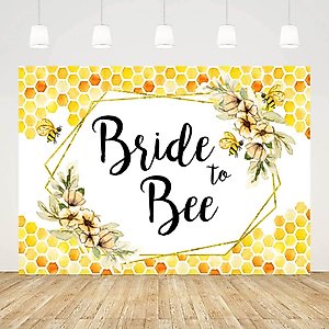 ABLIN 7x5ft Bride to Bee Bridal Shower Backdrop Gold Bee Honeycomb Photography Background Bee Theme Bridal Shower Decorations Wedding Bride to Be Engagement Banner Props (CQ270)