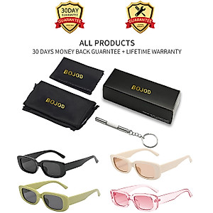 BOJOD Trendy Rectangle Sunglasses for Women Men green Chunky Frame 90s Y2K Rectangular colored bulk Sunglasses