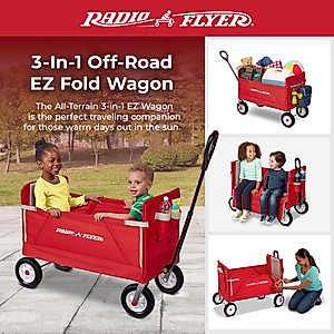Radio Flyer All-Terrain 3-in-1 EZ Folding Wagon for kids and cargo, Red