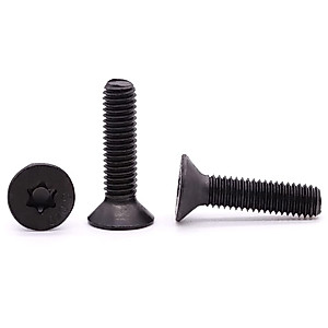 M6-1.0 x 30mm Flat Countersunk Head Torx Security Machine Screws Bolts, Black Oxide Finish, 10.9 Grade Alloy Steel, Full Thread, Pack of 30