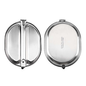 Goetland 304 Stainless Steel US Military Mess Kit Plate Set GI Type Outdoor Camping Hiking Picnic BBQ Beach