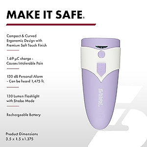 SABRE 3-in-1 Stun Gun with Personal Alarm & LED Flashlight, 1.69 µC Charge, Loud 130dB Alarm, 130 Lumen LED Light (3 Modes), Rechargeable Battery, Compact-Ergonomic Design, Travel Case & Charging Cord