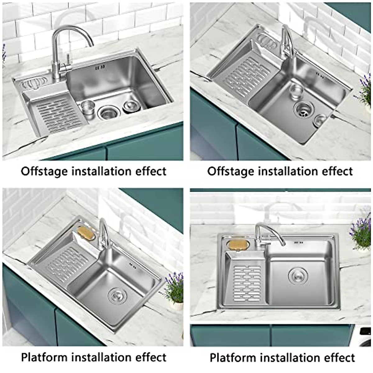 Utility Sinks, Laundry Sink, Made of 304 Stainless Steel with Hot and Cold Water Faucet, Suitable for Bathroom, Laundry Room, Utility Room, Garage, Outdoor Kitchen and Commercial Kitchen