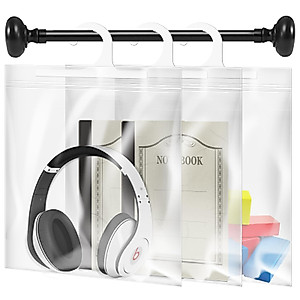Large Hook Hanging Storage Bags 10 x 12.5-inch, Headphone Storage Classroom - Reusable, Waterproof & Dustproof - Ideal for Classroom, Library, and Pharmacy Use