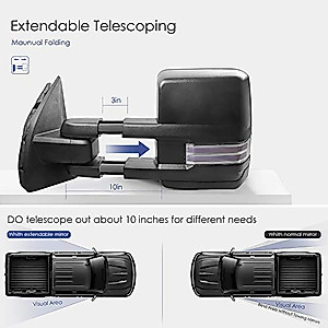 MOSTPLUS Power Heated Towing Mirrors Compatible for 2003-2016 Ford F-250 F-350 F-450 F-550 Super Duty w/Sequential Turn Light, Clearance Lamp, Running Light(Set of 2)
