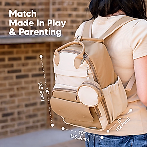 KeaBabies Diaper Bag Backpack - Multifunctional Travel Diaper Back Packs,Maternity Baby Changing Bags, Compact 12L Capacity, PU Leather,Waterproof, Unisex,Stylish Nappy Bag, Diaper Changing Pad(Latte)