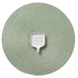AHHFSMEI Round Braided Placemats 15 Inch Round Table Mats for Dining Tables Woven Heat Resistant Place mats Set of 6 (Fog Green)