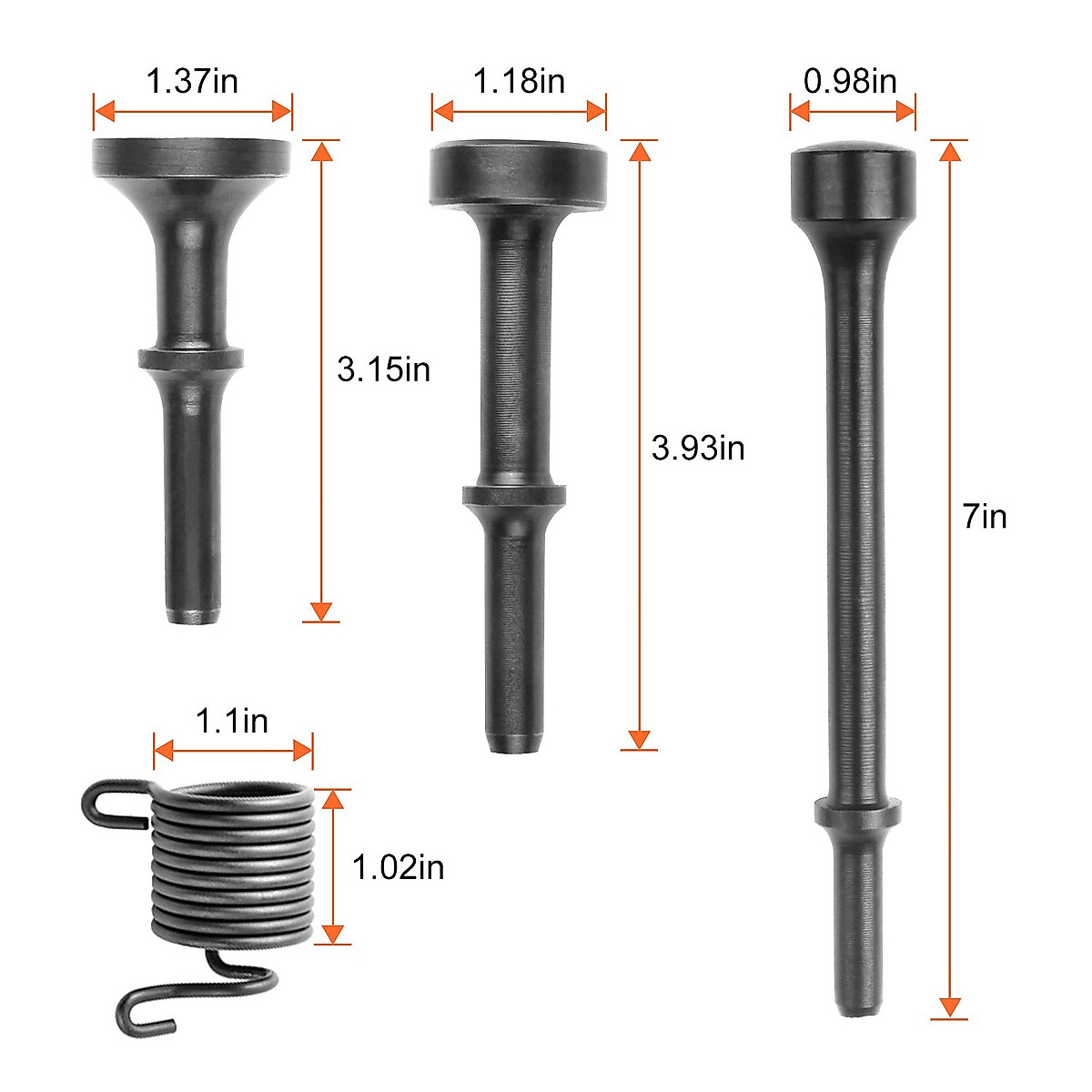 4 PCS Air Hammer Bits Set, ABuff 0.401 Shank Smoothing Pneumatic Chisel Air Hammer Accessories, Extended Length Hammer Tool with Spring.