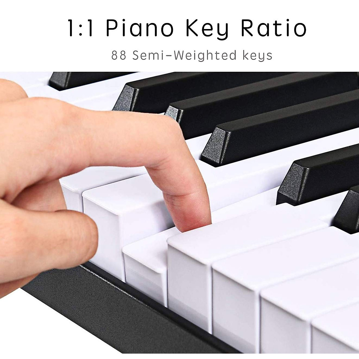 Dulcette DC11 88-Key Portable Piano Keyboard | Built-In Speakers | Semi-Weighted Keys | Sustain Pedal MIDI/USB | Electric Keyboard Piano 88-Keys | Music Stand | FREE CARRYING BAG