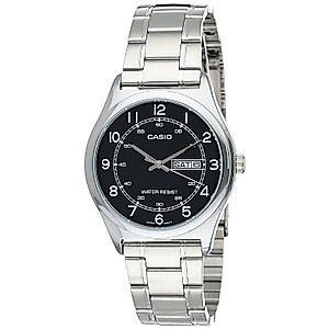Casio MTP-V006D-1B2 Men's Stainless Steel Easy Reader Black Dial Day Date Analog Dress Watch