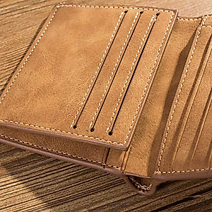 Cthery Mens Luxury Slim Leather Wallet Credit Card Holder Purse Clutch Boys Money Clip Coin Case Pockets (Coffee), 12*9.8*2cm
