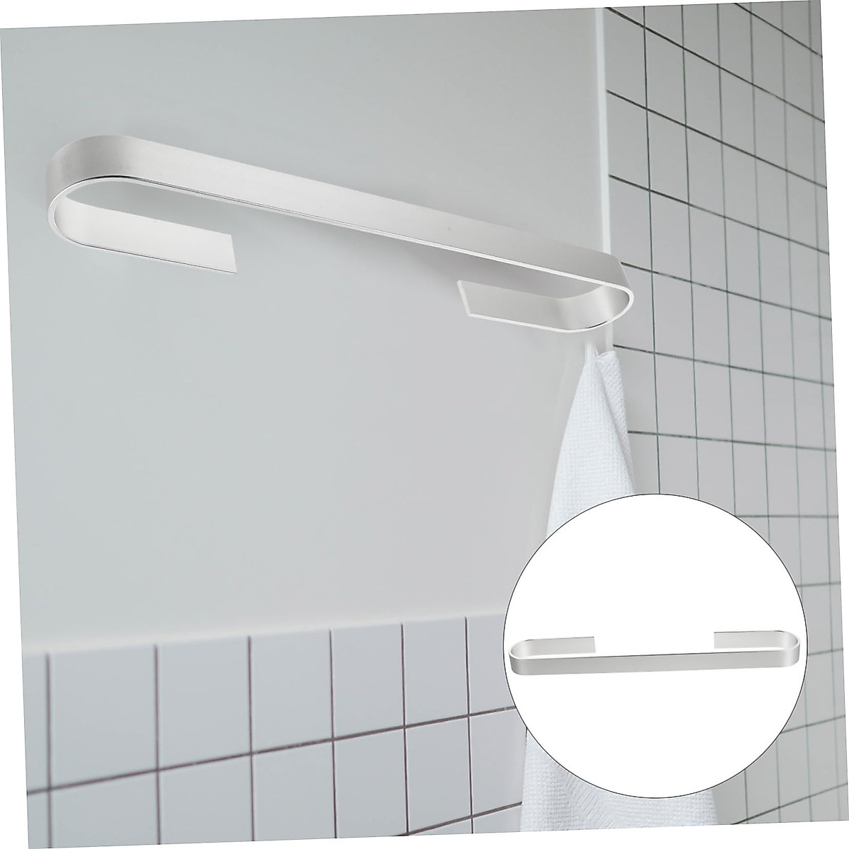 DRESSOOS 1 Set Nail Towel Rack Black Towel Holder Wall Mounted Towel Holder Kitchen Cabinet Holder Simple and Elegant Towel Holder Sticky Hanger Bathroom Shelf Household Space Aluminum