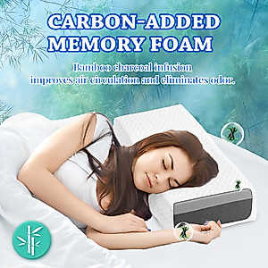 HARBOREST Ice Cube Cooling Pillow for Side Sleepers Memory Foam Side Sleeper Pillow Support Head & Neck for Pain Relief，12"x24"x5"